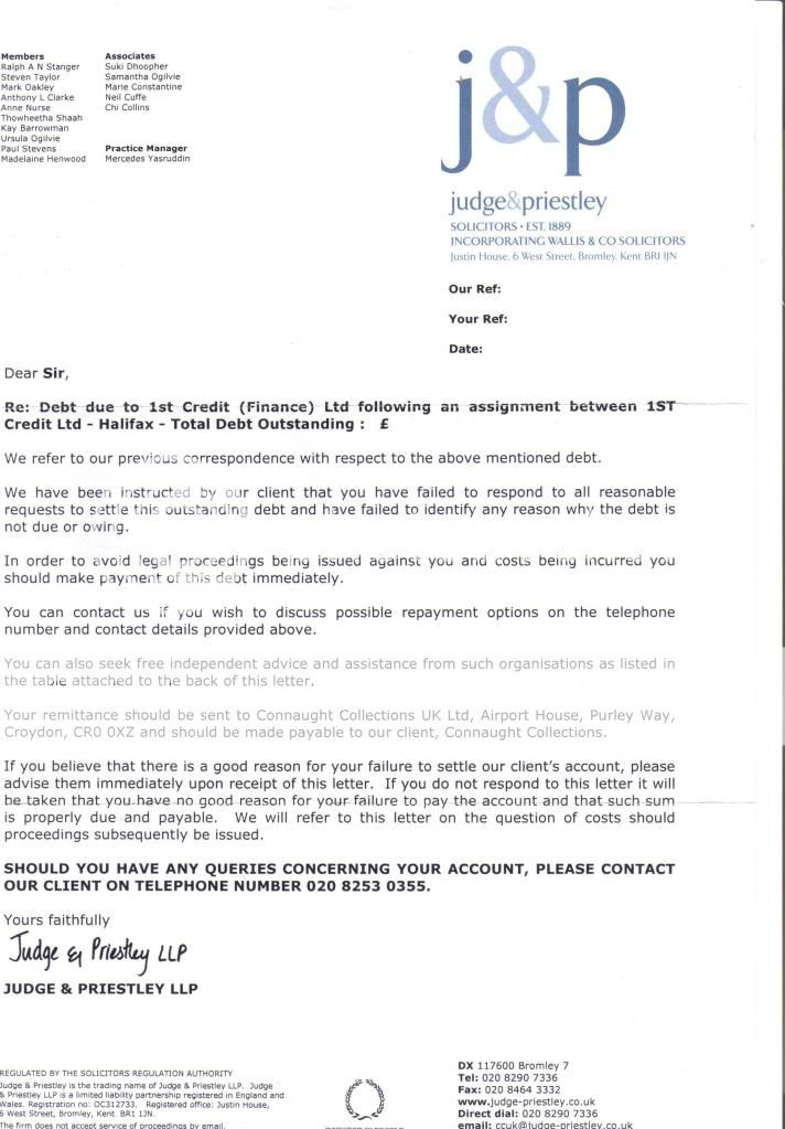 1st Credit replyn to a cca request - Page 2 - Debt Collection Agencies ...